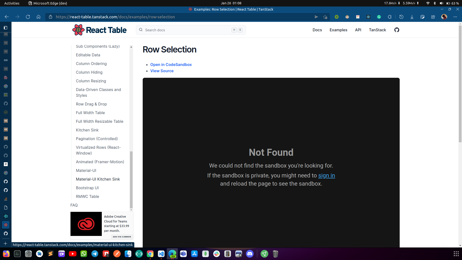 I think the last release has killed the sandbox? · Issue #3655 · TanStack/table · GitHub