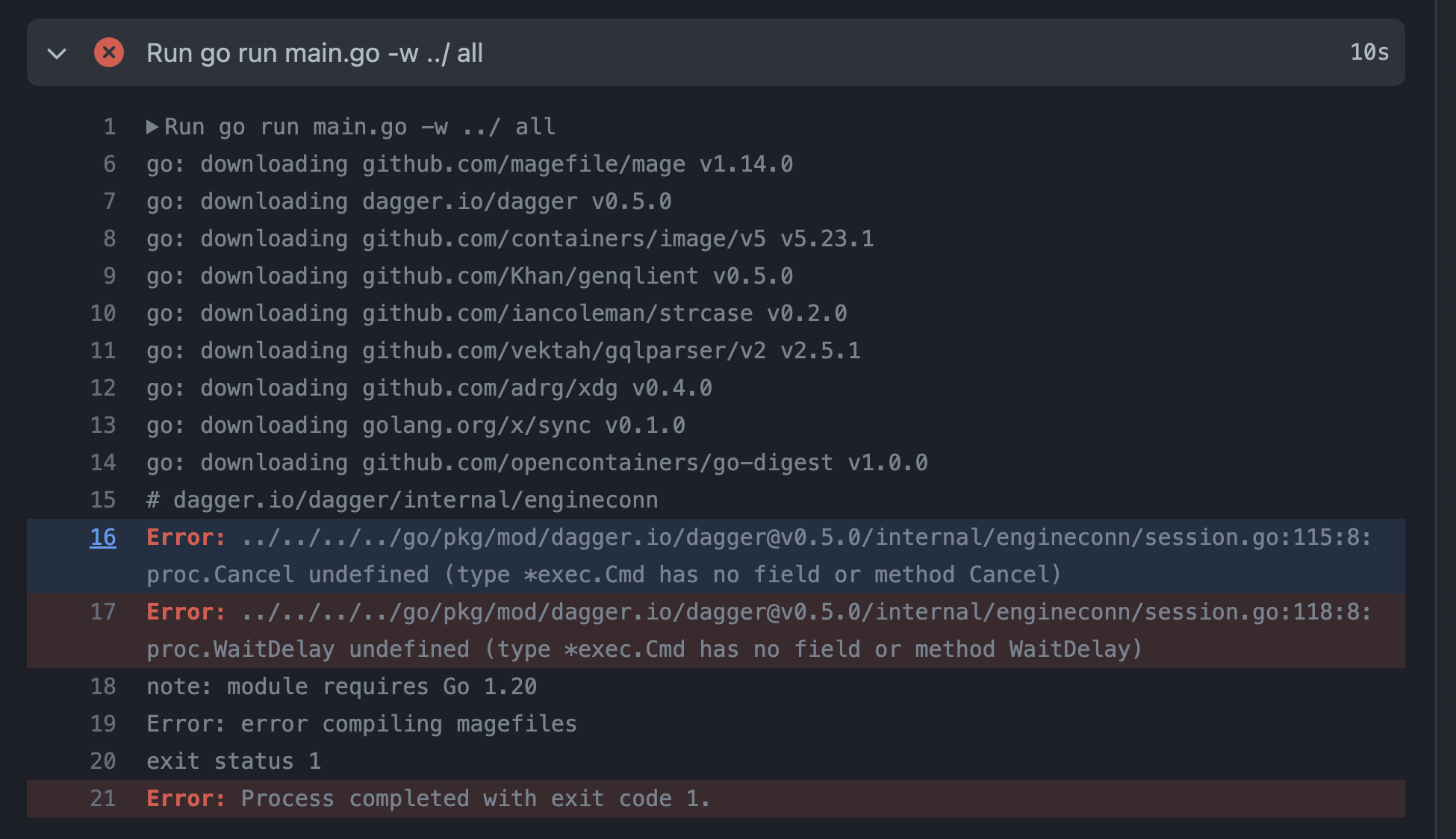 As of v0.5.0, Go SDK requires Go v1.20 · Issue #4742 · dagger/dagger · GitHub