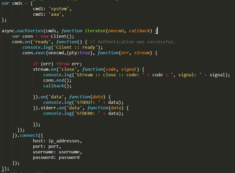 Execute Command More than one · Issue #905 · mscdex/ssh2 · GitHub