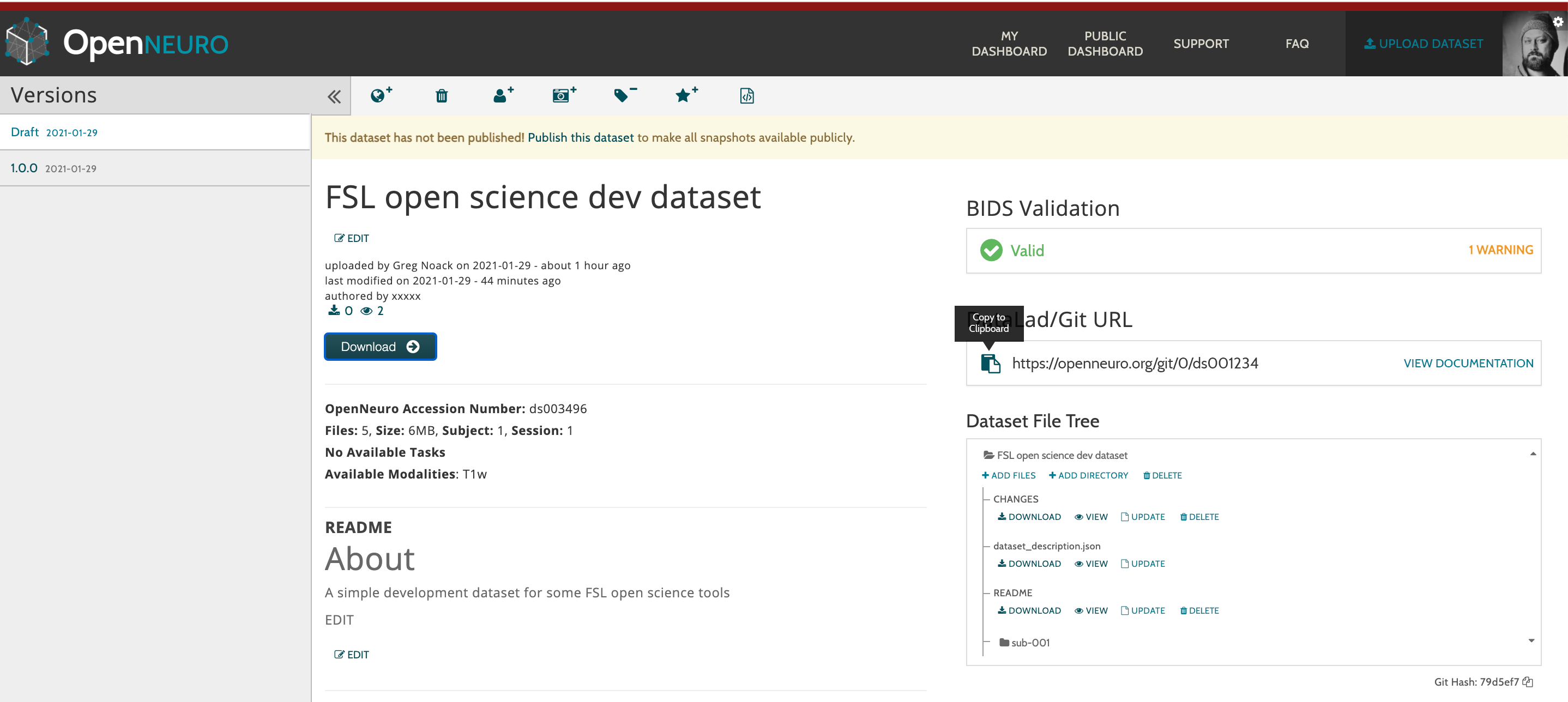 Add URL for git repo to the draft dataset page · Issue #1961 · OpenNeuroOrg/openneuro · GitHub