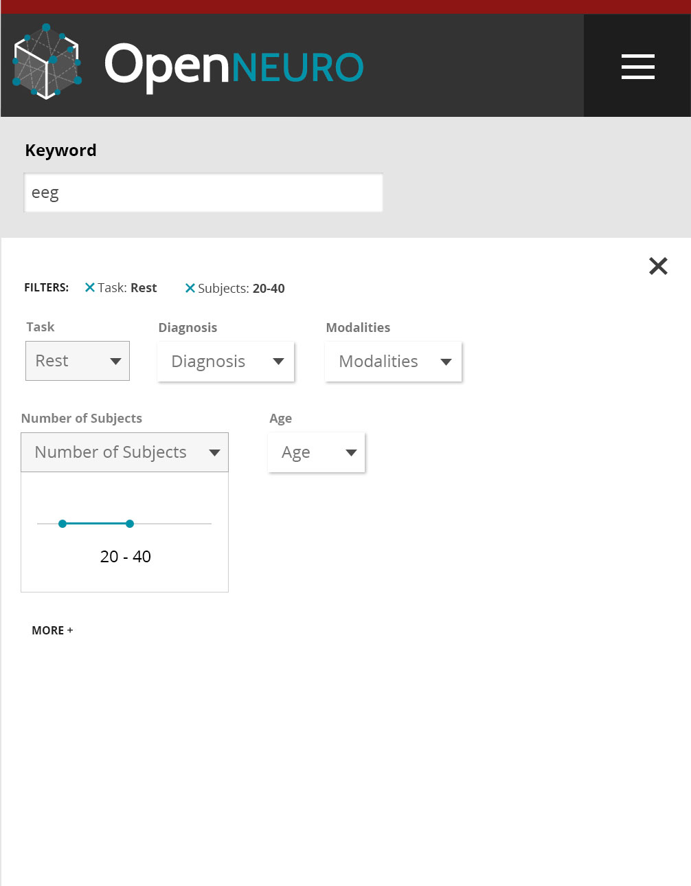 Design wireframe prototype for Search pages · Issue #1401 · OpenNeuroOrg/openneuro · GitHub