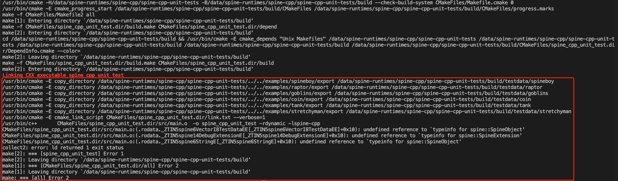 How Can I Use Spine Cpp Unit Tests · Issue 2280 · Esotericsoftwarespine Runtimes · Github