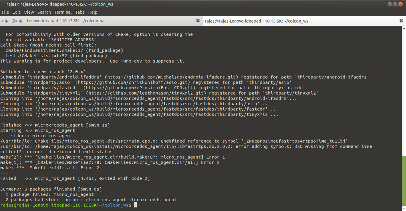 Build agent errors · Issue #227 · micro-ROS/micro_ros_setup · GitHub