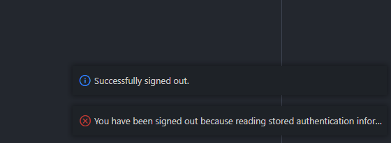 keep getting "You have been signed out because reading stored ...