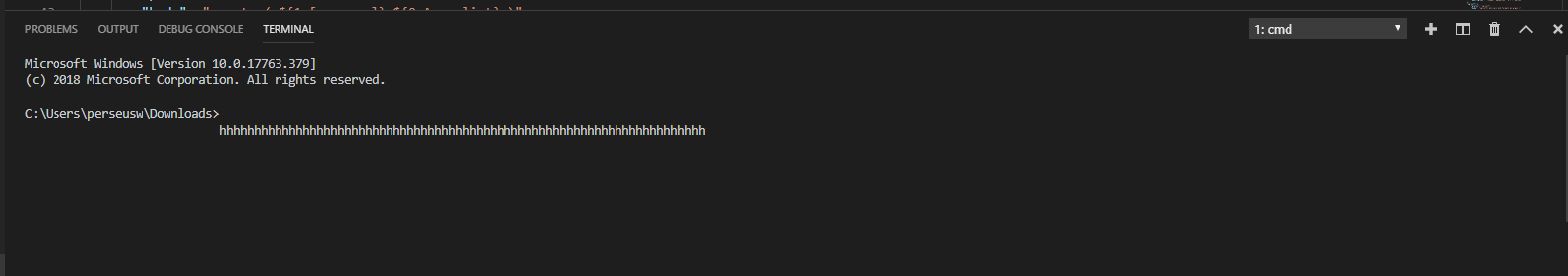 mismatch on first line of cmd terminal · Issue #72408 · microsoft/vscode · GitHub