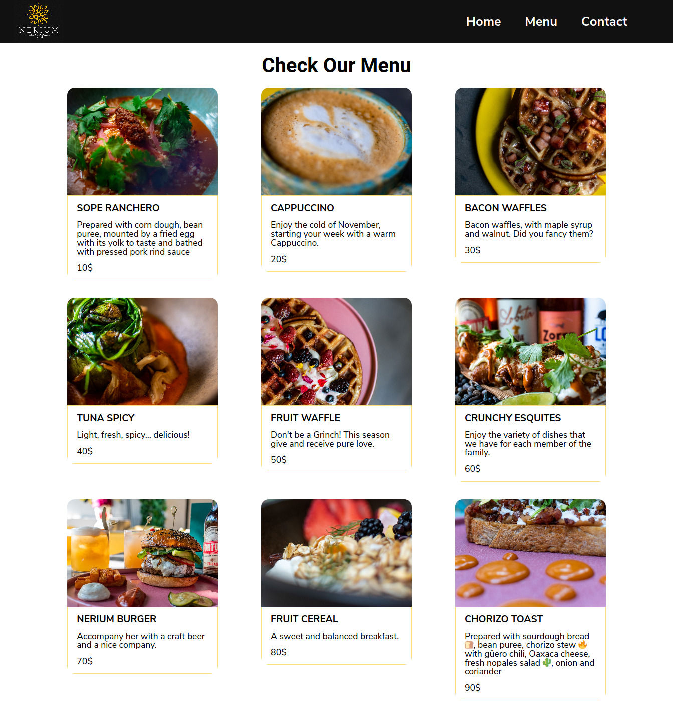 GitHub - LoboArkano/Restaurant-Page: Nerium is a unique experience that can be compared to a ...