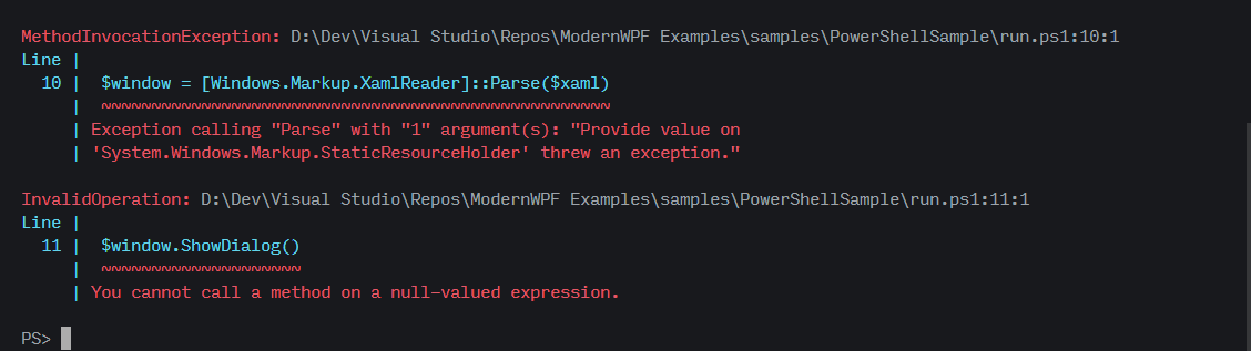 The Provided PowerShell example doesn't run. · Issue #447 · Kinnara/ModernWpf · GitHub