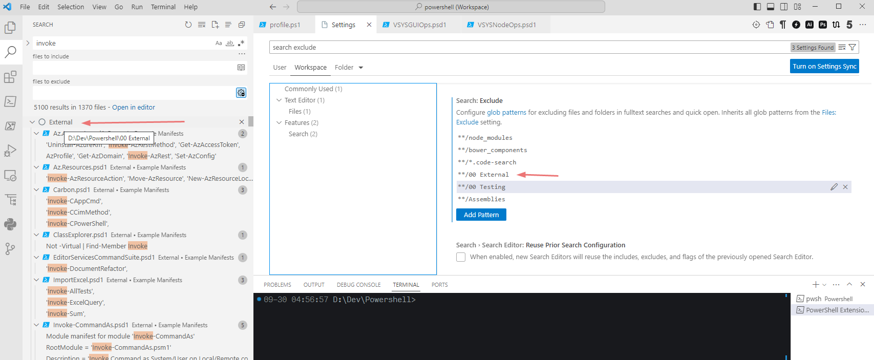 Search: Exclude setting is not being respected in my workspace. · Issue #194534 · microsoft ...
