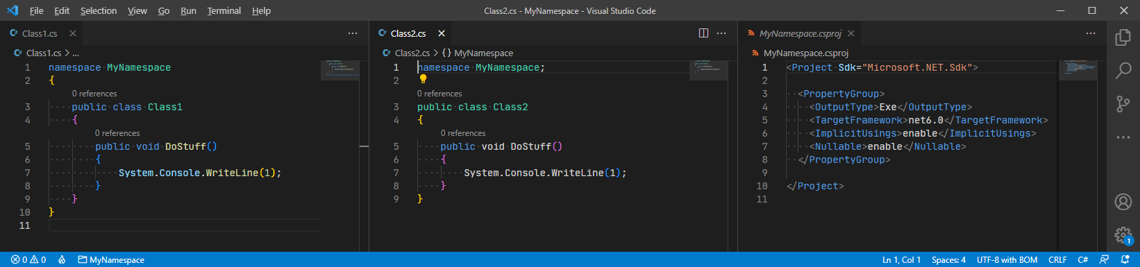 Syntax highlighting is not working properly when using NET6's file-scoped namespace · Issue ...