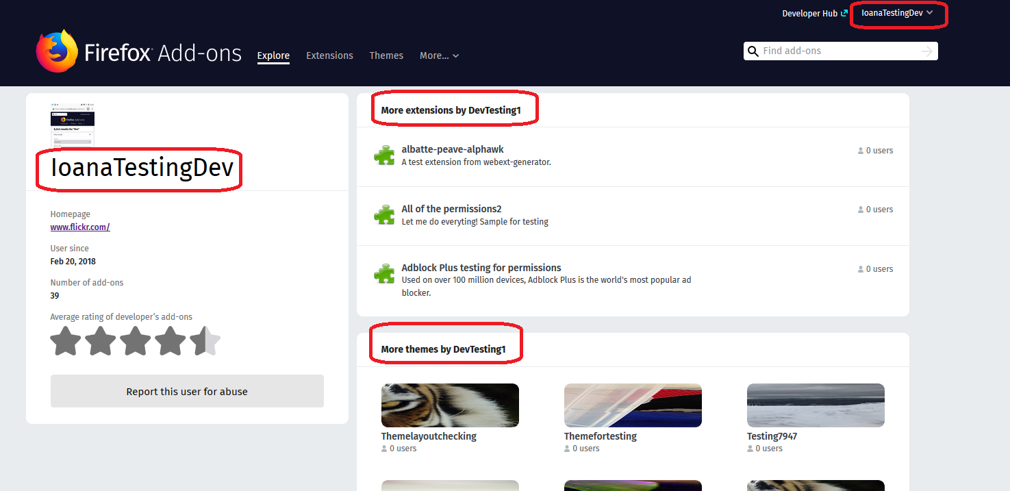 User Info Card More Extensions And More Themes Sections Display The Username · Issue 11654