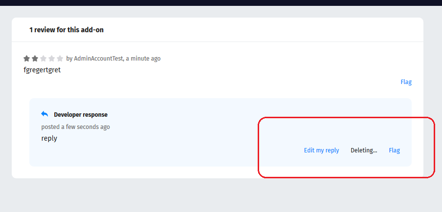 "Deleting my reply" button is not correctly displayed when the ...