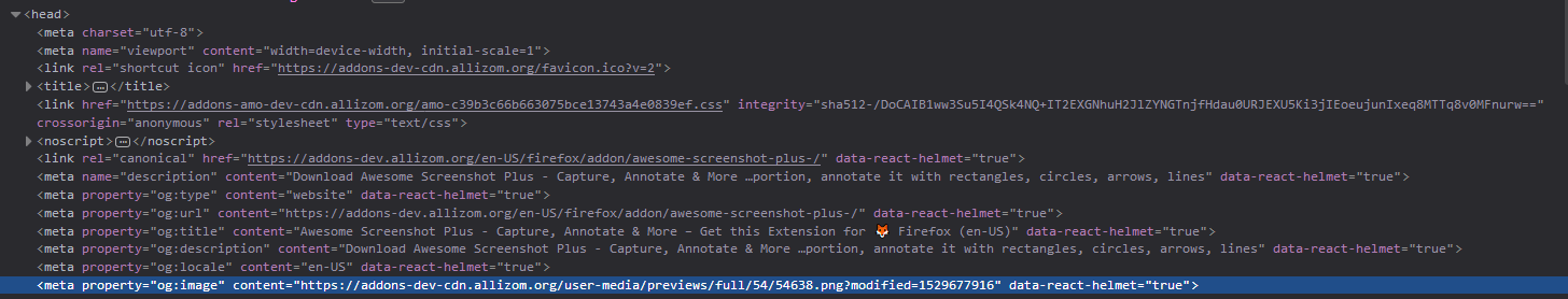 Expose metadata via Open Graph for easier AMO page sharing · Issue #11218 · mozilla/addons · GitHub