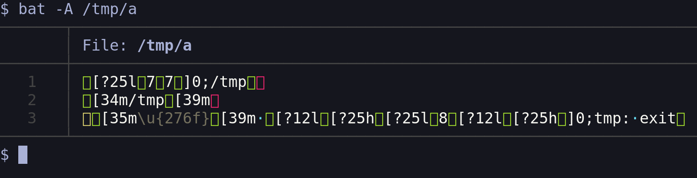 Weird behavior with control characters · Issue #1989 · sharkdp/bat · GitHub