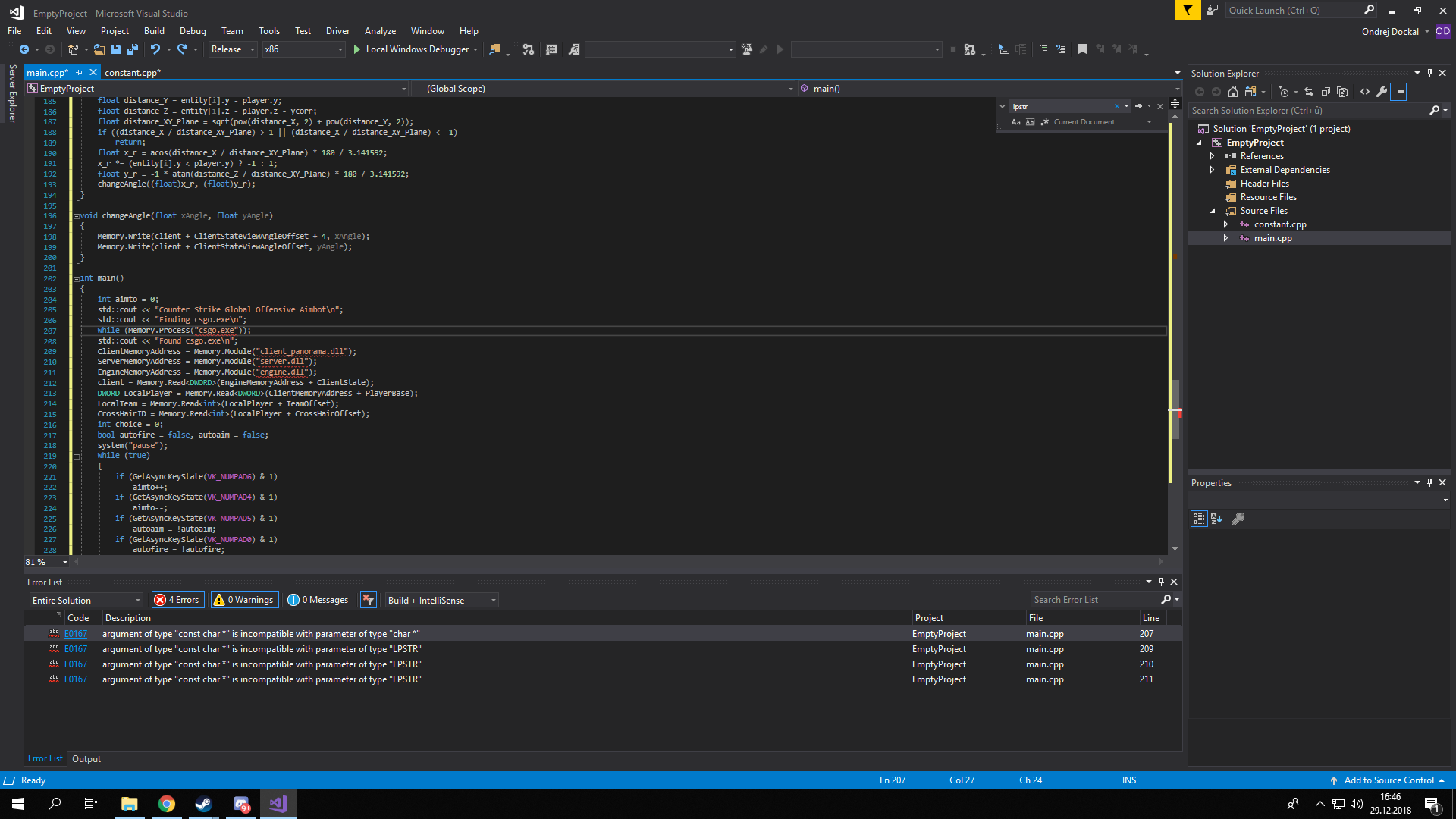 Incompatible Arguments in main.cpp · Issue #5 · gameAutomationMNNIT ...