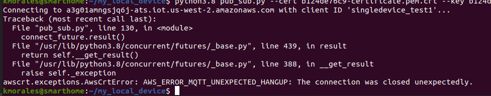 Pubsub Only Working With Websocket For Python 388 On Ubuntu 1604 Lts · Issue 160 · Awsaws