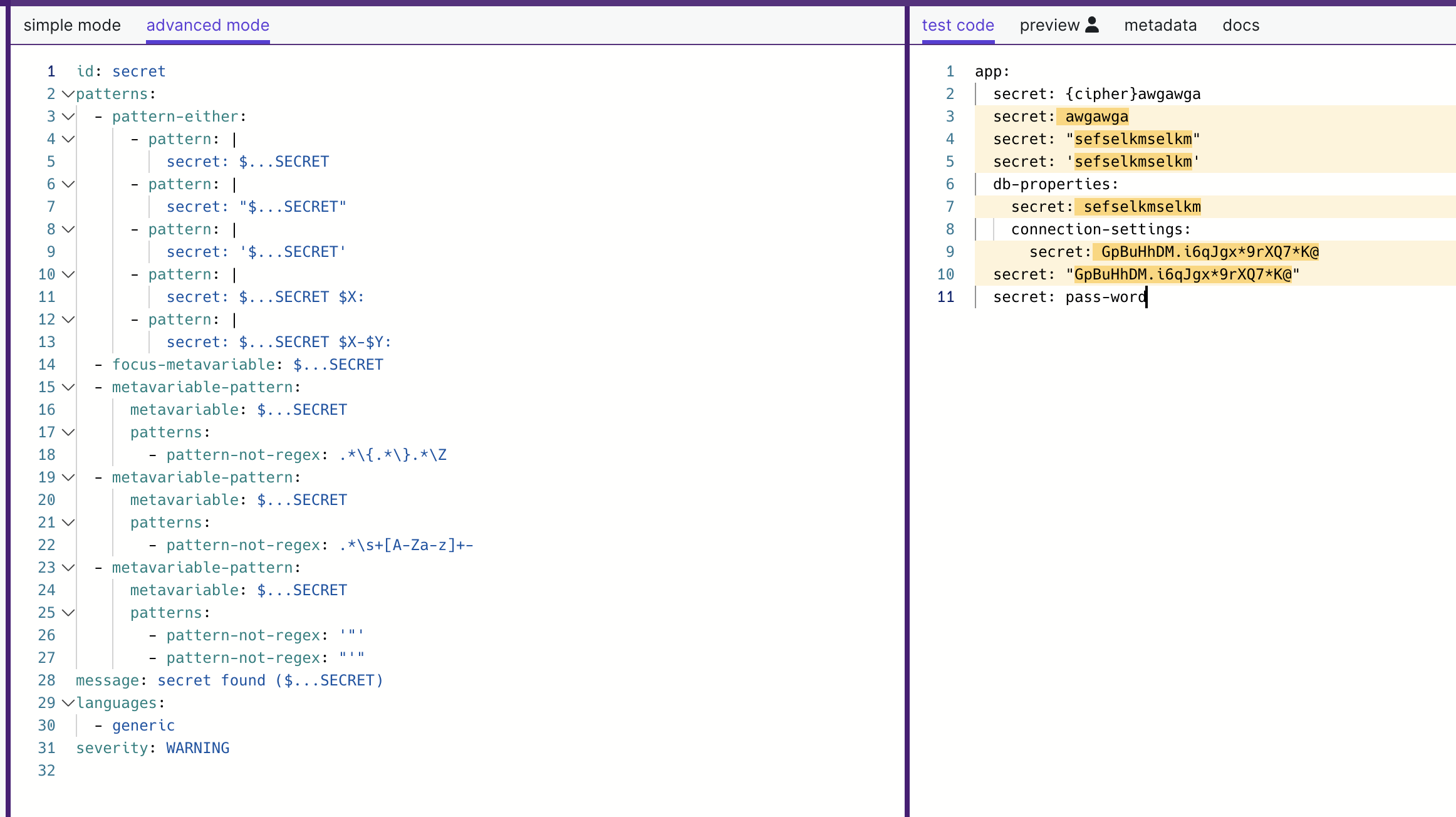 Cannot correctly identify hardcoded secrets in YAML files due to intolerance to special ...