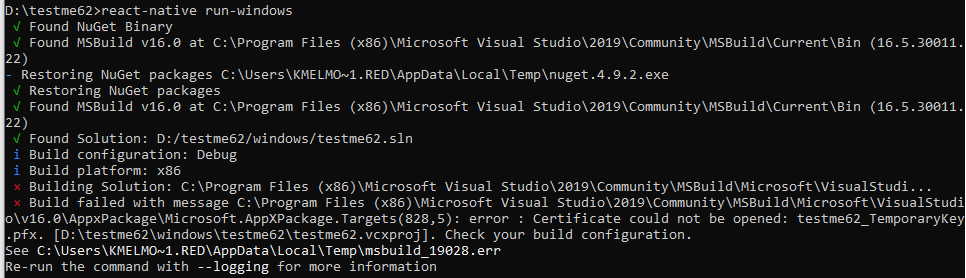 Improve Build Error Experience From The Cli · Issue 5068 · Microsoftreact Native Windows · Github 