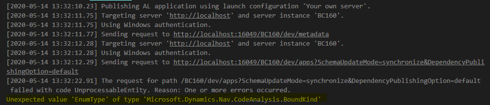 Unexpected value 'EnumType' of type 'Microsoft.Dynamics.Nav.CodeAnalysis.BoundKind' · Issue ...
