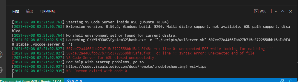 Remote - WSL(v0.56.5) cant link wsl · Issue #5305 · microsoft/vscode-remote-release · GitHub