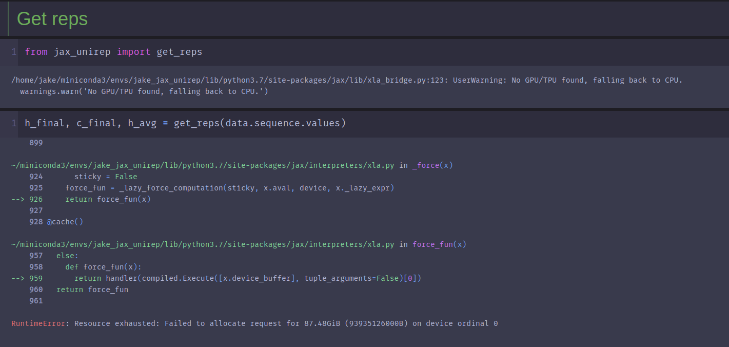 RuntimeError: Resource exhausted: Failed to allocate request for 87.48GiB (93935126000B) on ...