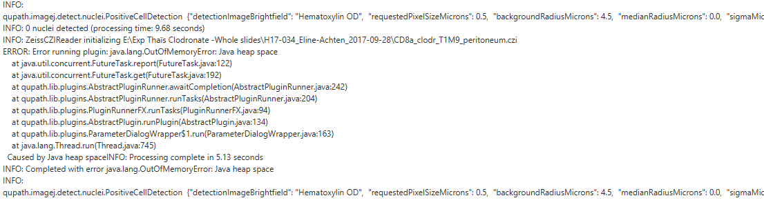 Multi positive cell detections fails + Quapath data file doesn't open ...