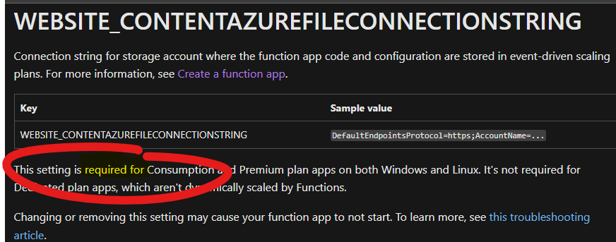 Contradictory Statements For Website Contentazurefileconnectionstring · Issue 100499