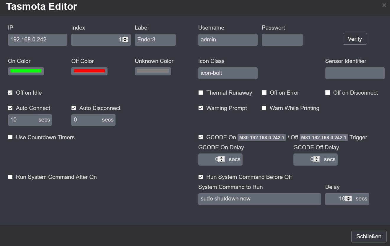 Start Printer - 60 seconds idle - Printer shuts down · Issue #99 · jneilliii/OctoPrint-Tasmota ...