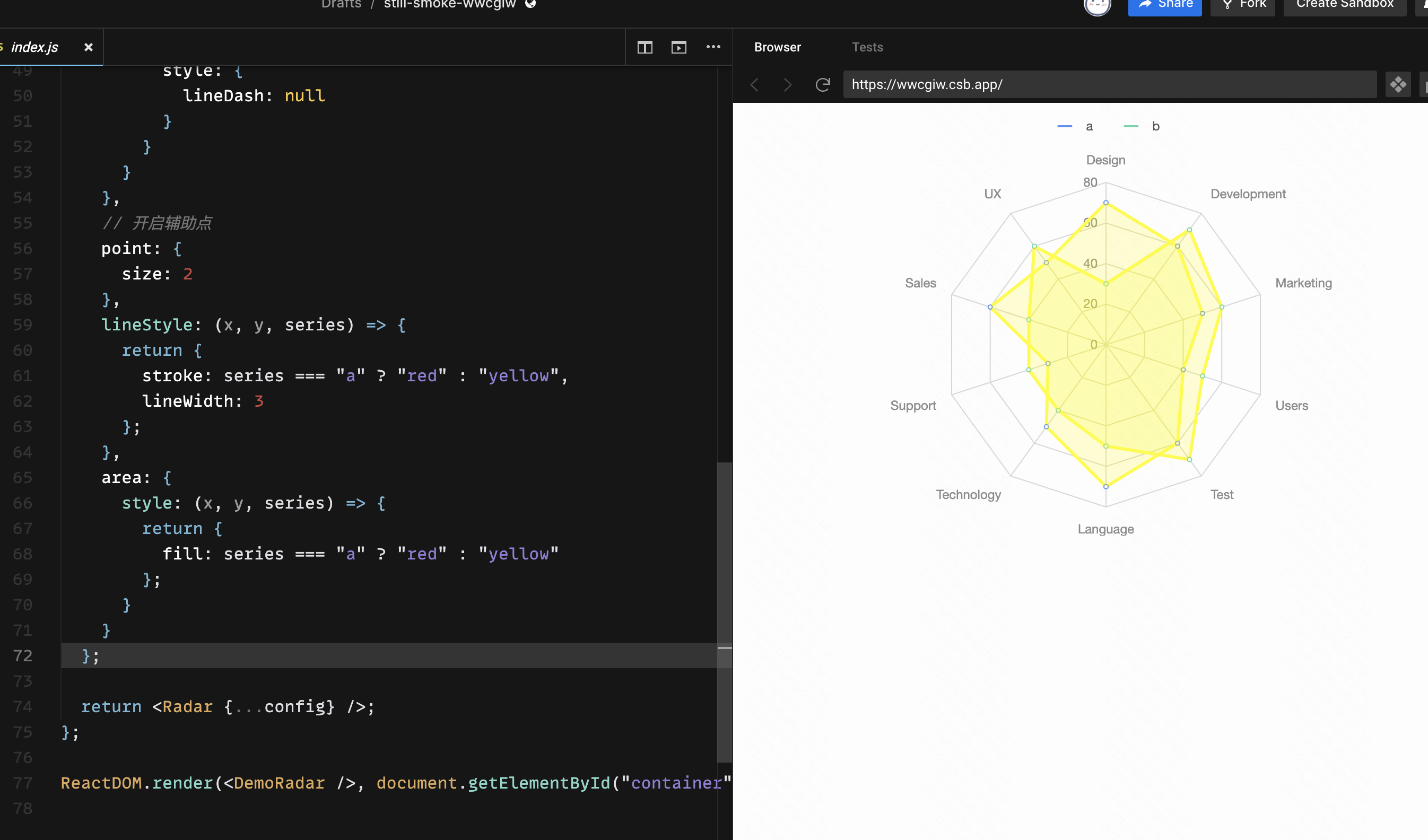 🐛[BUG]雷达图lineStyle和area配置项使用回调函数，不符合预期 · Issue #1581 · ant-design/ant-design-charts · GitHub