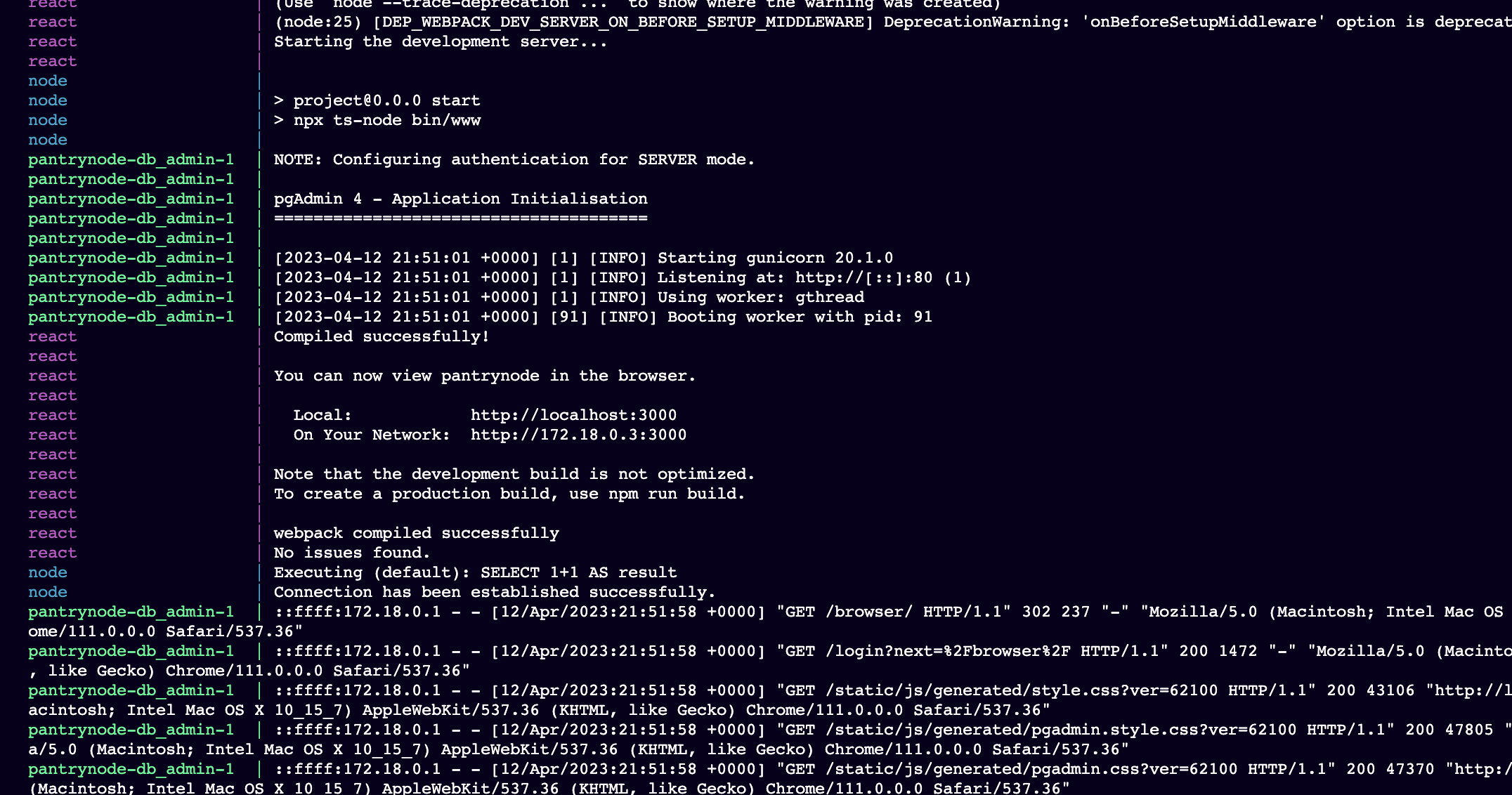 Docker compose issues, accessing newly added packages. · Issue #139 · ChicoState/PantryNode · GitHub