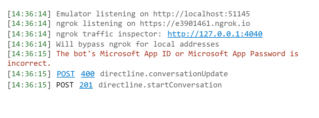 Emulator reporting that AppId and Password is not correct for a Bot, · Issue #1932 · microsoft ...