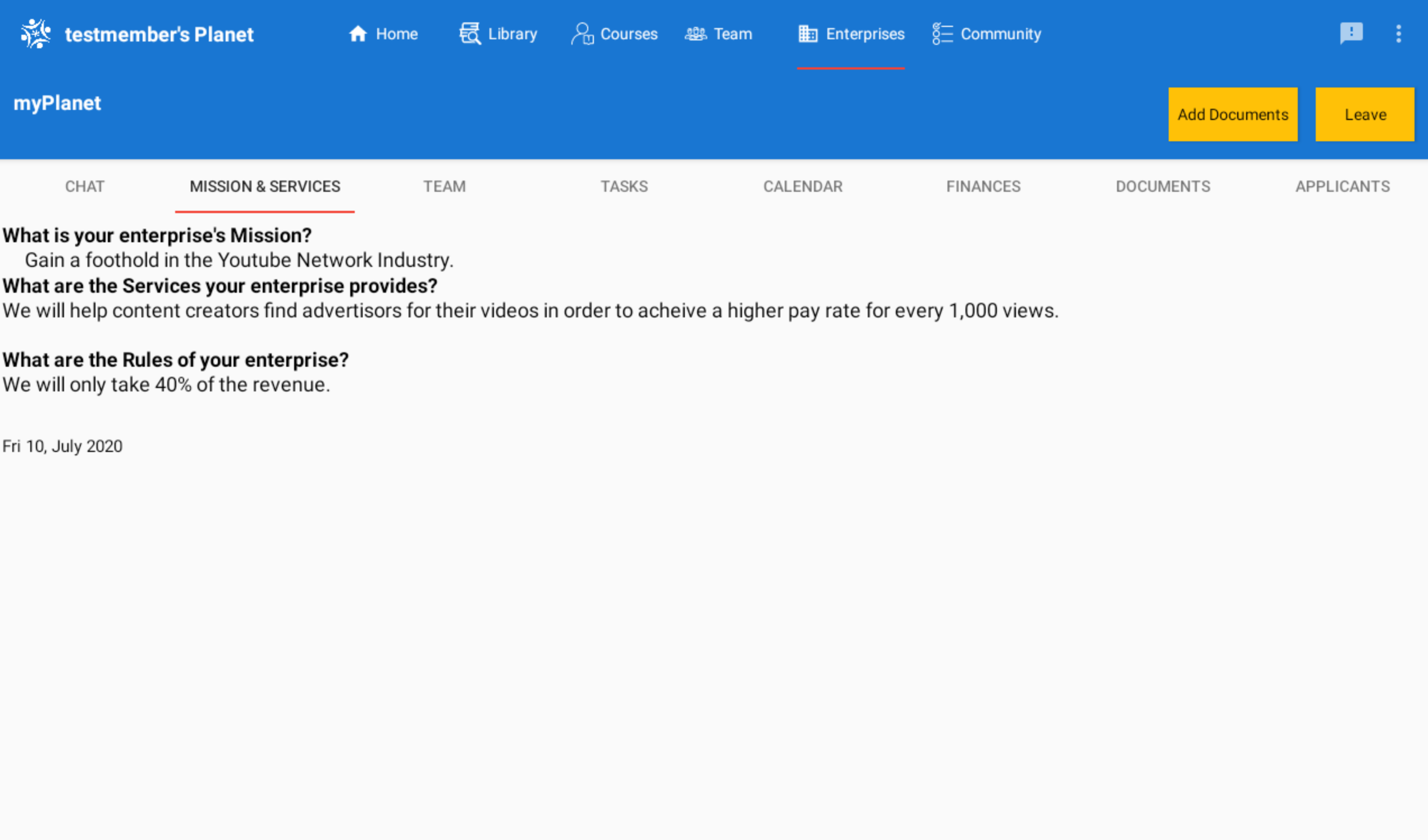 Incorrect Spacing on Enterprise Page · Issue #1956 · open-learning-exchange/myplanet · GitHub