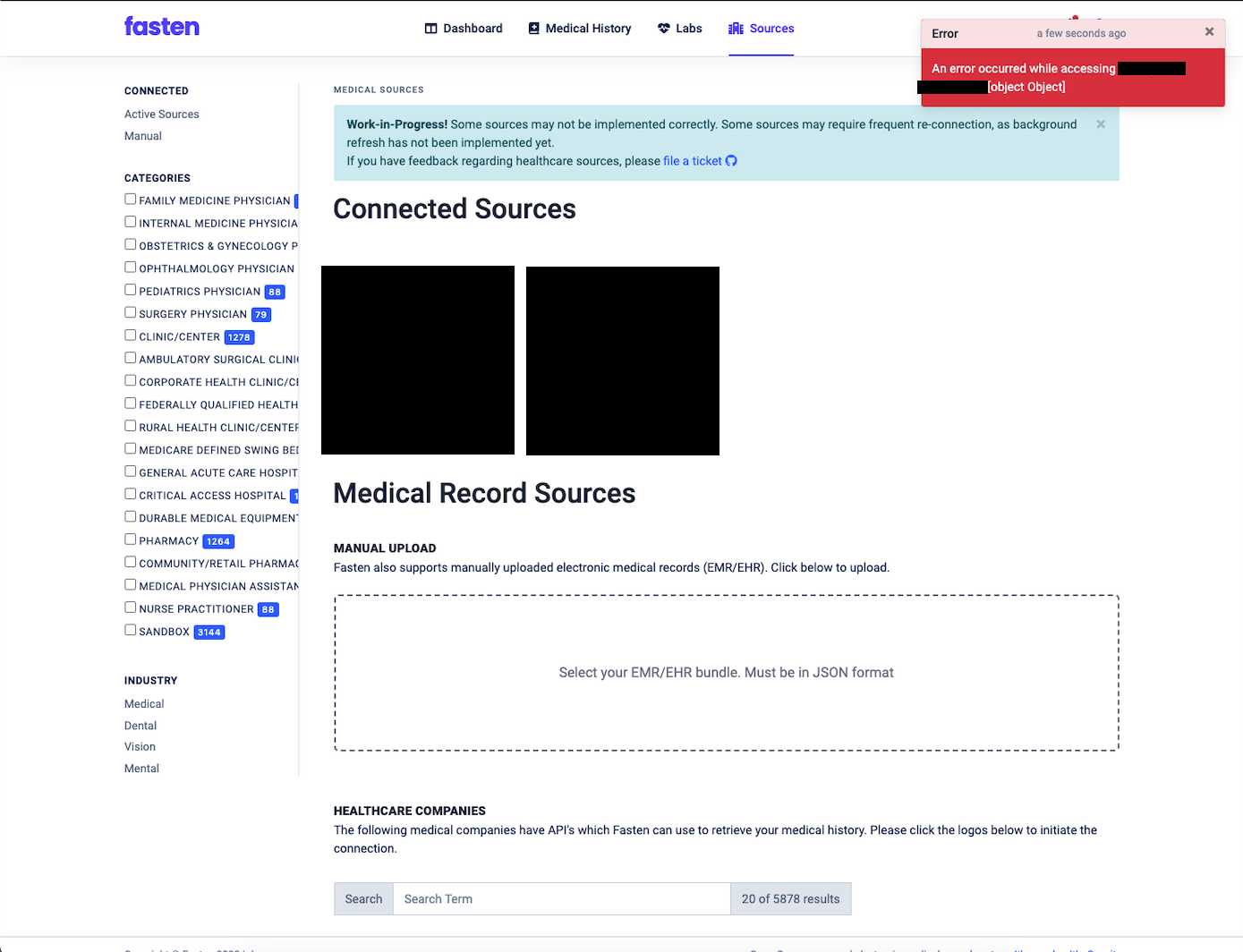 Error when bulk importing from source · Issue #178 · fastenhealth/fasten-onprem · GitHub