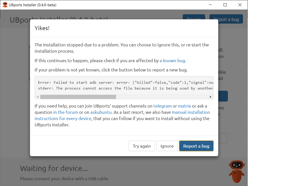 Race condition on exporting executables · Issue #943 · ubports/ubports-installer · GitHub