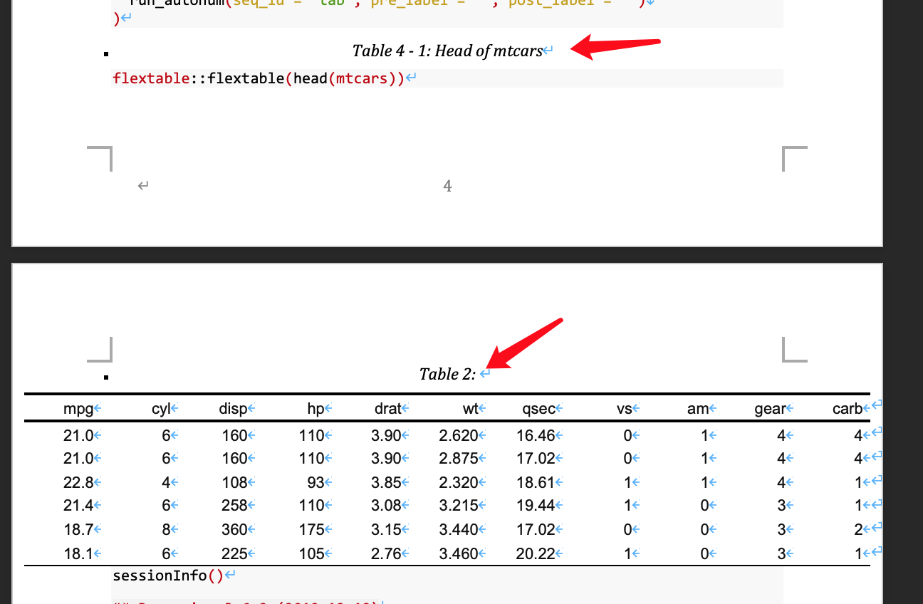 How can I remove the table caption generated by `flextable` function when manually recomposing ...