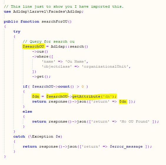 Couldn't get distinguished name of an OU · Issue #494 · Adldap2/Adldap2-Laravel · GitHub