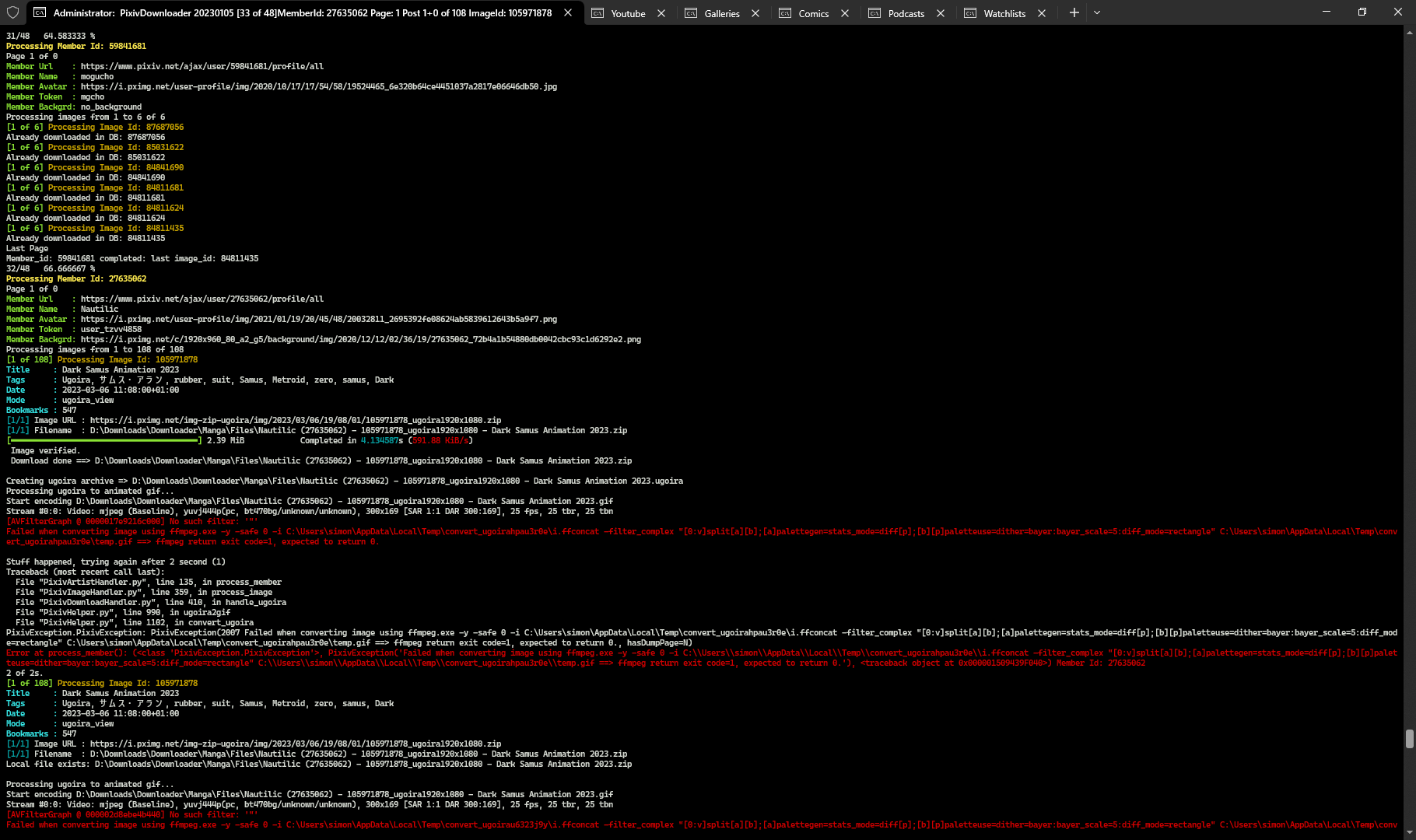 FFMPEG error Ugoira · Issue #1224 · Nandaka/PixivUtil2 · GitHub