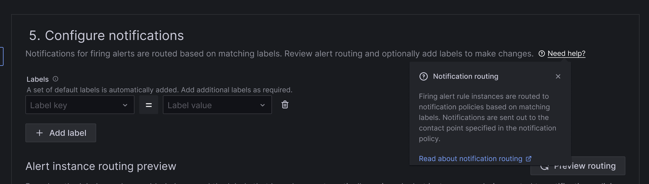 Add info link to the notification routing docs in the configure notification step · Issue #70317 ...