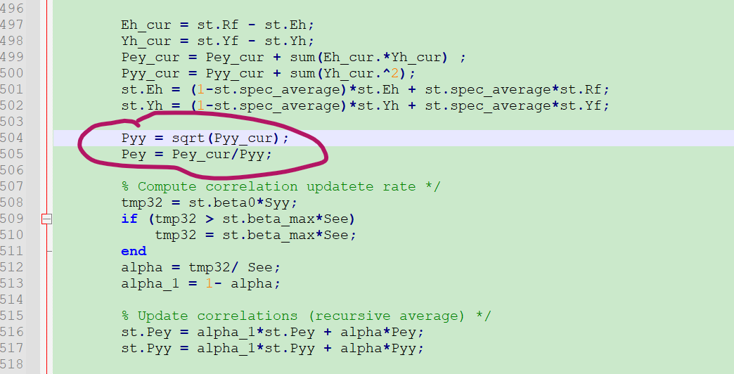 请问speex_mdf.m 中505 和 504行是干什么？ · Issue #1 · zhengyongchoa/aec-matlab · GitHub