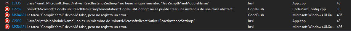 Code Push On Windows Fails With Class Wintrymicrosoftreactnative
