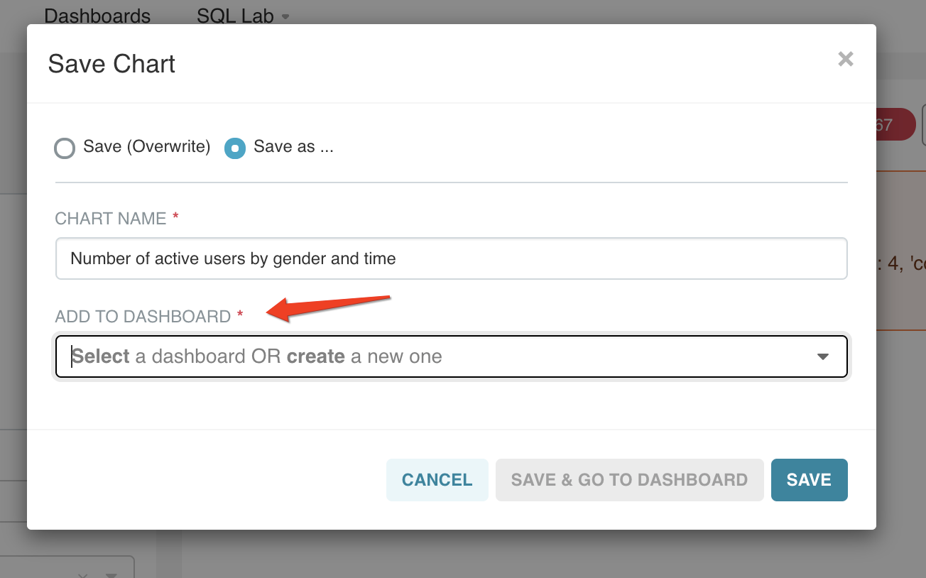 "Add to Dashboard" in Save Chart modal should not be a required field ...
