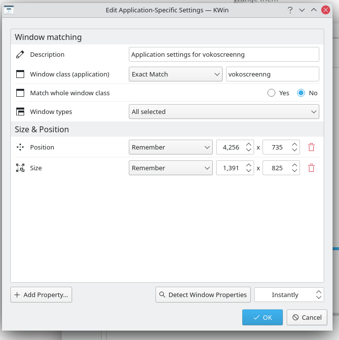 Plasma: Vokoscreen window always places itself at (0, 0) possibly not ...