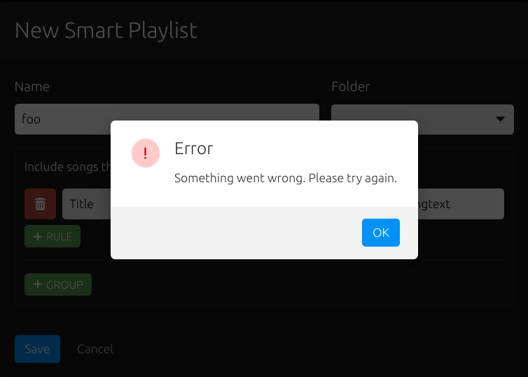 Can't create Smart playlist · Issue #1651 · koel/koel · GitHub