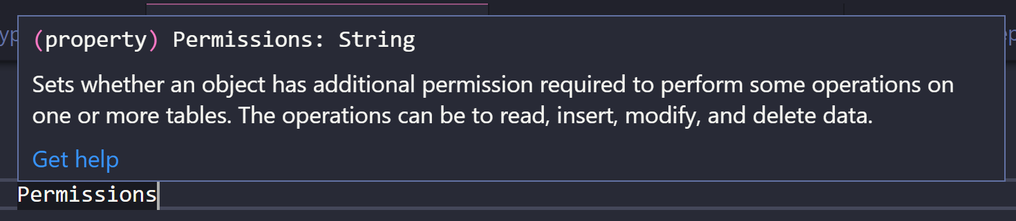 Intellisense Does Not Help On Permissions Property · Issue 5775 · Microsoftal · Github