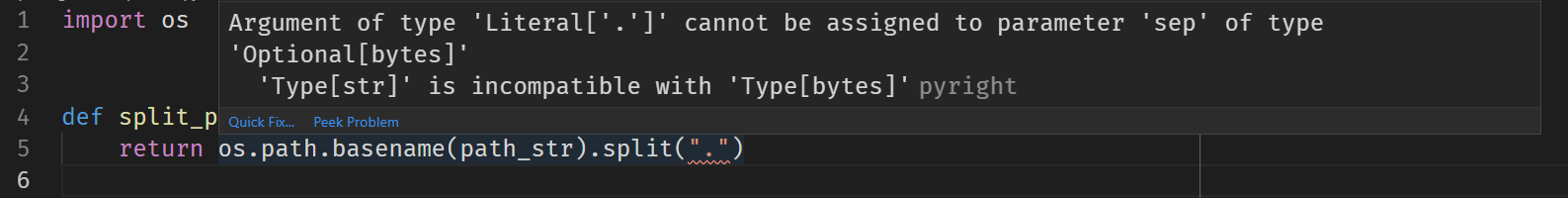 Can't resolve str split function signature correctly · Issue #165 · microsoft/pyright · GitHub