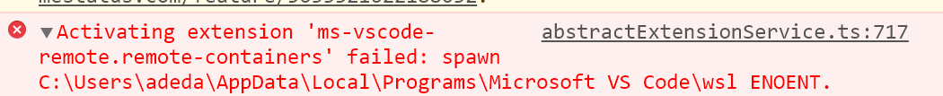 Command Remote Containers Reopen In Container Resulted In An Error Spawn Appdatalocal 