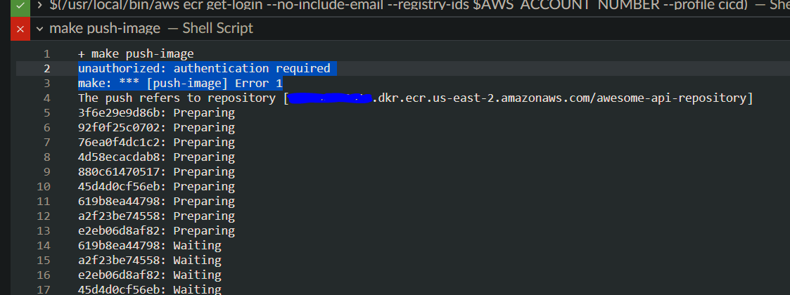 unauthorized: authentication required make: *** [push-image] Error 1 · Issue #8 · aws-samples ...