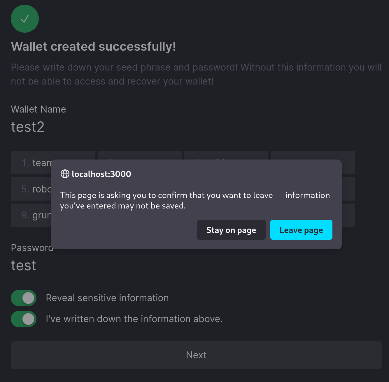 feat: Verify that every user wrote down their seed phrase · Issue #577 ...