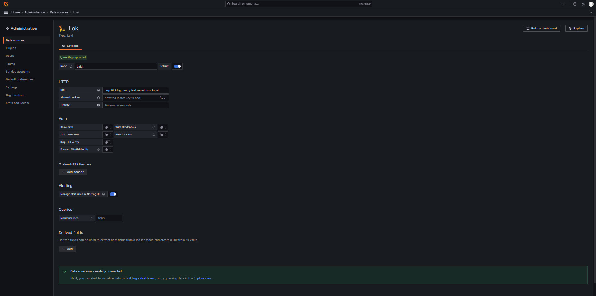 Unable to fetch labels from Loki (Failed to call resource), please check the server logs for ...