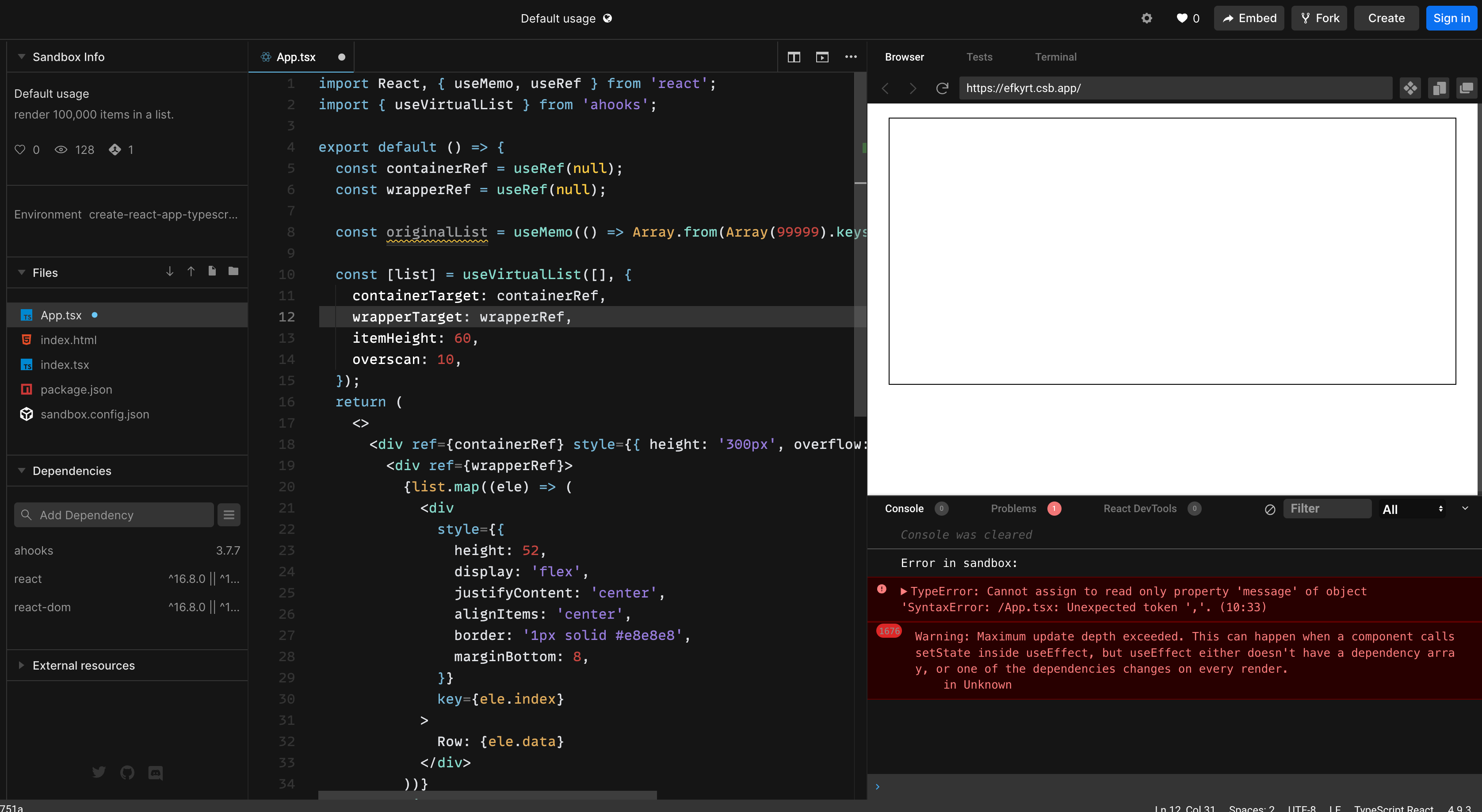 Bug `usevirtuallist` When The Originallist Of Usevirtuallist Is An Empty Array It Will Cause 