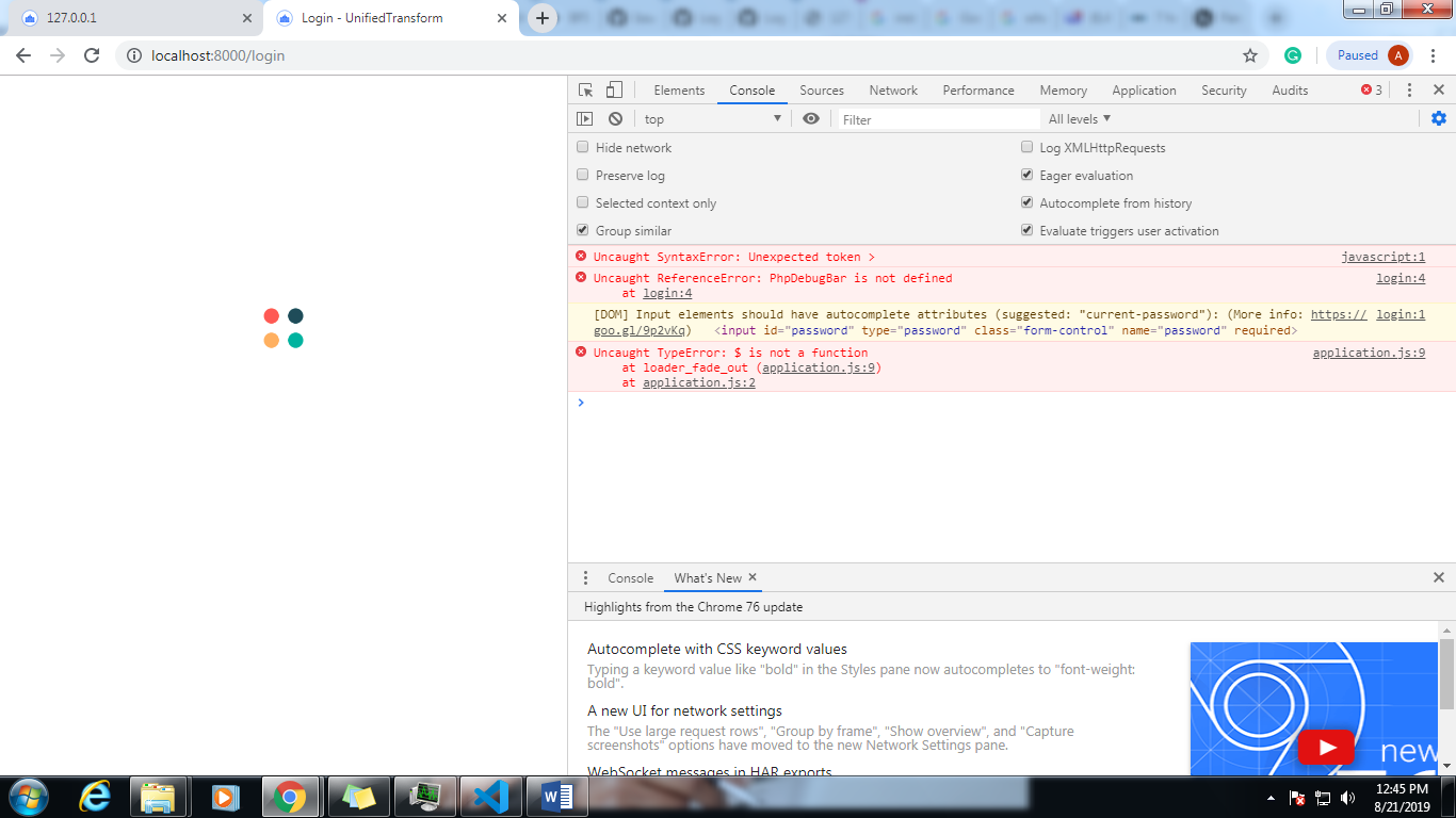 Login page stills loading, it · Issue #193 · changeweb/Unifiedtransform · GitHub